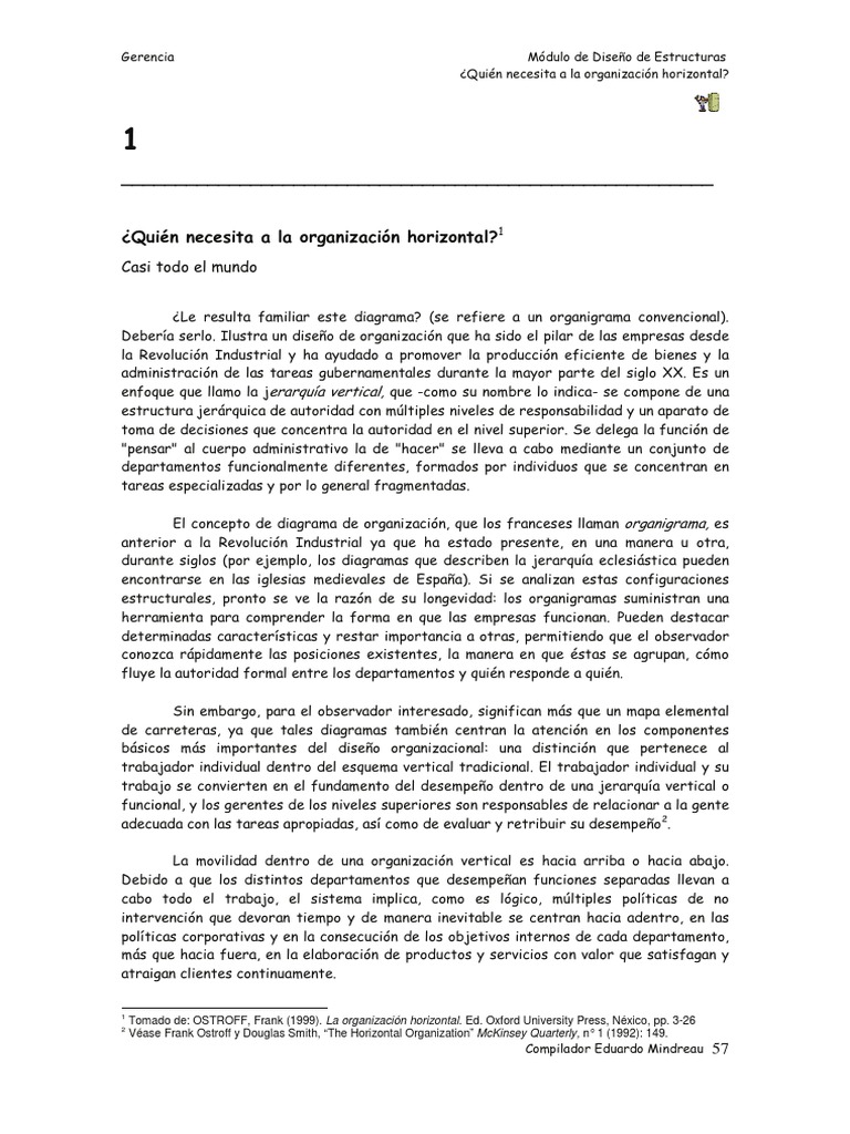 Quién Necesita A La Organización Horizontal - Frank Ostroff - La ...