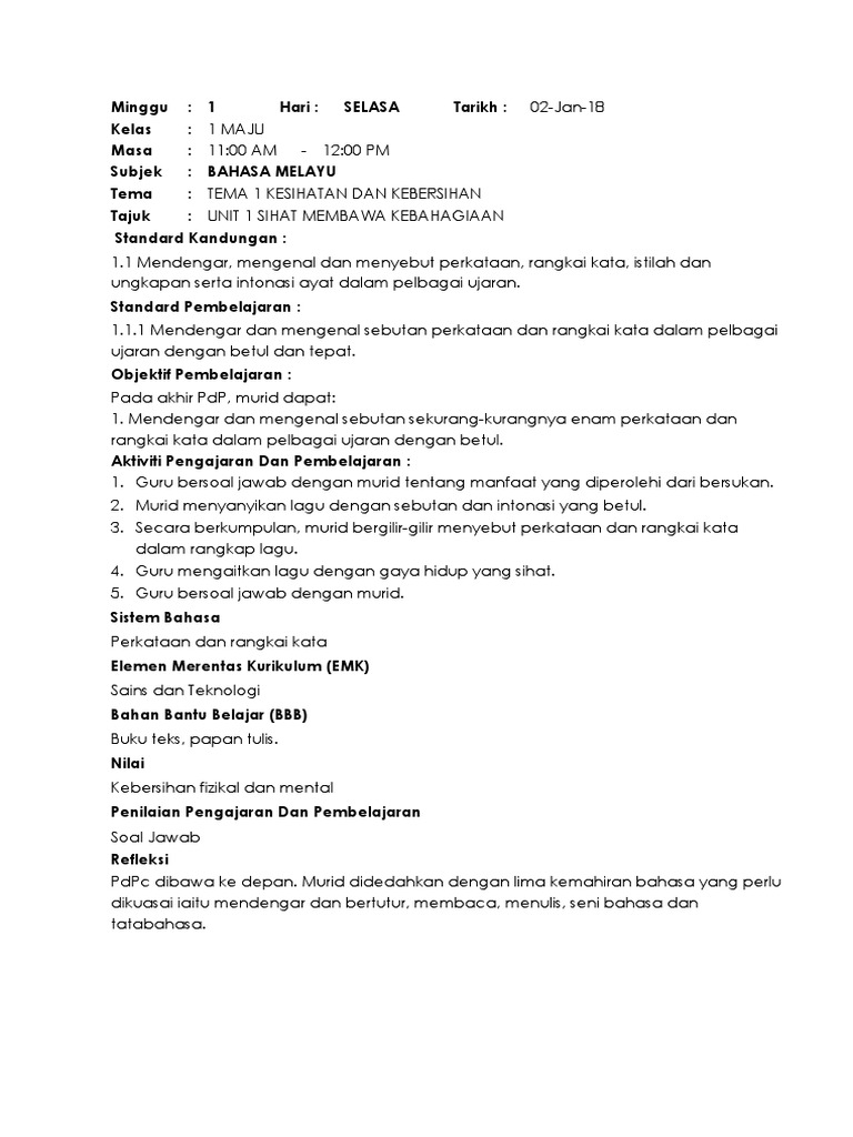 RPH BM T1 (KSSM) | PDF