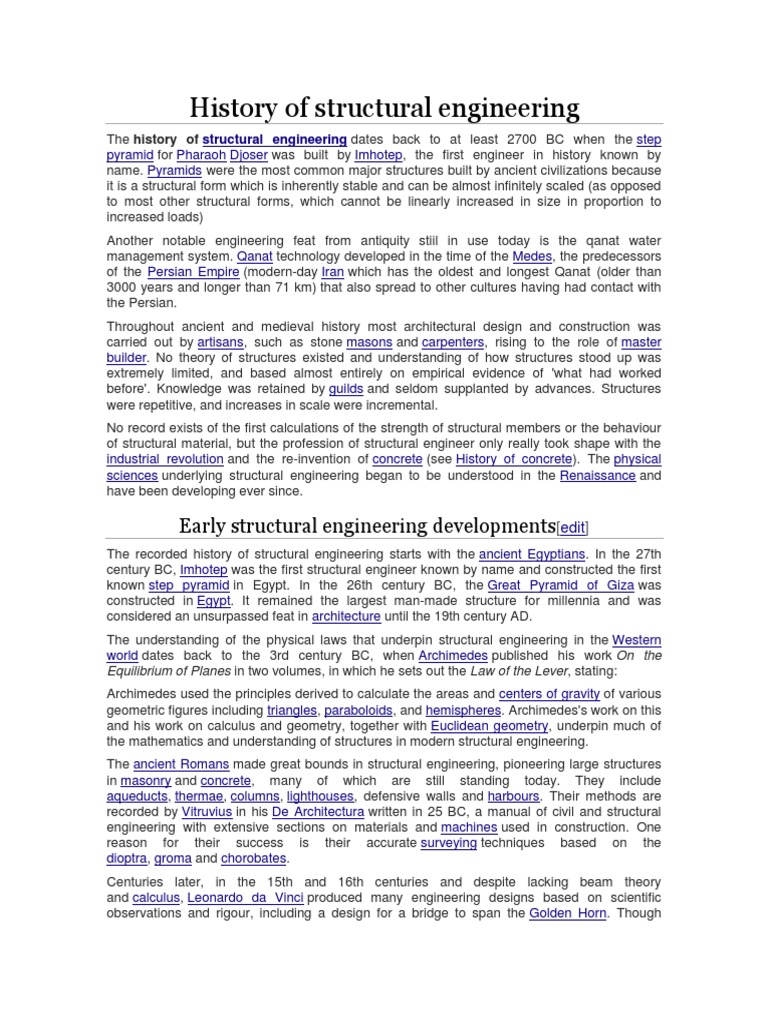 History of Structural Engineering | PDF | Structural Engineering | Engineering
