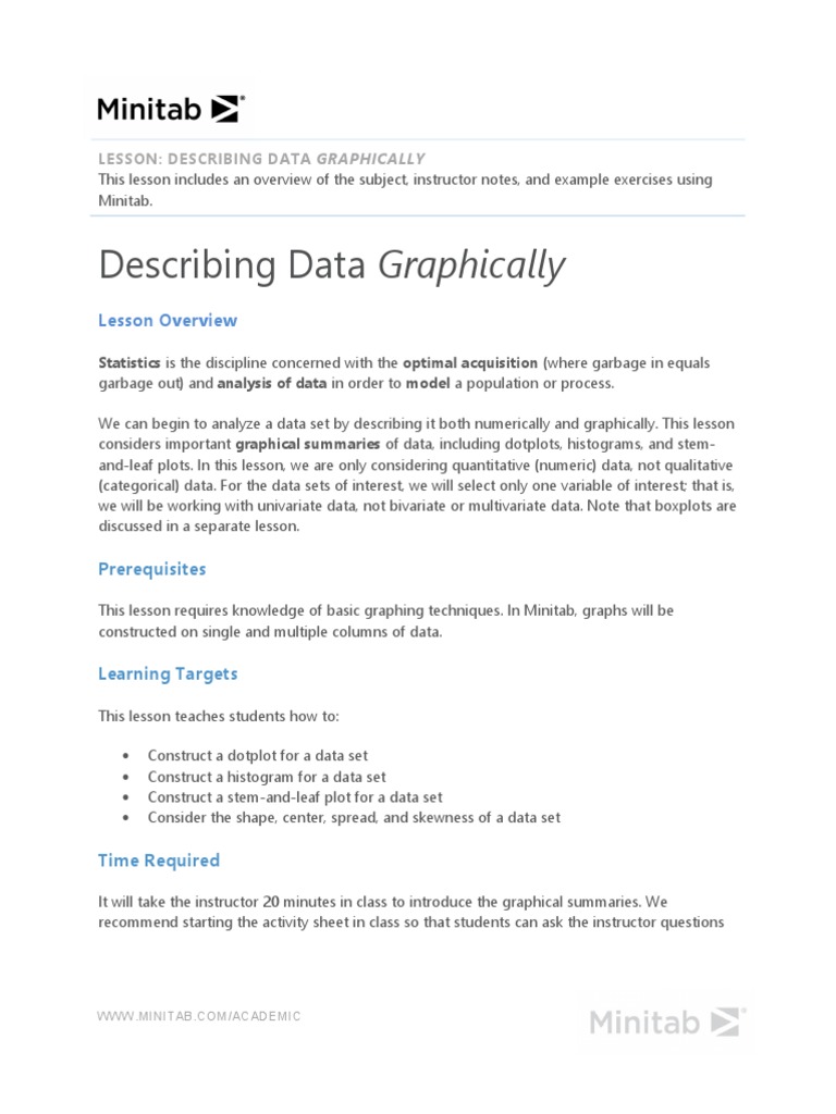 DescribingDataGraphically Lesson | PDF | Histogram | Statistical Analysis