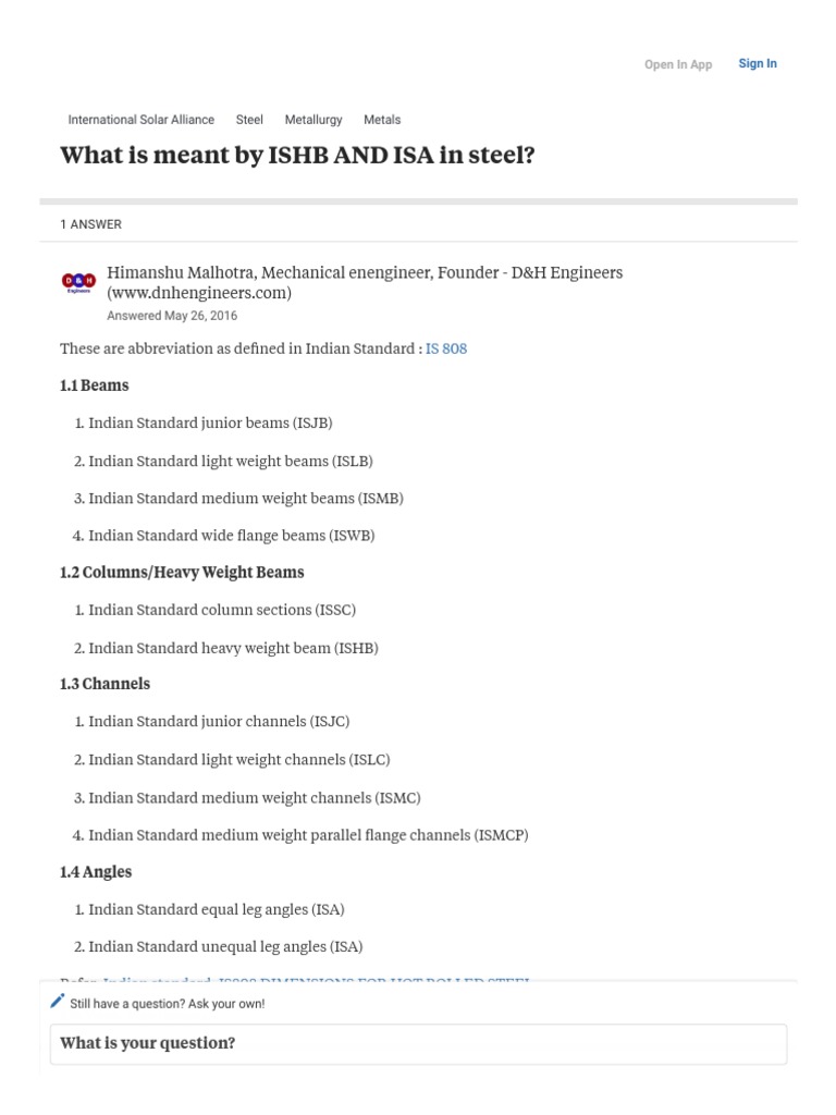 ISHB and ISA in Indian Steel Standards | PDF | Steel | Metals