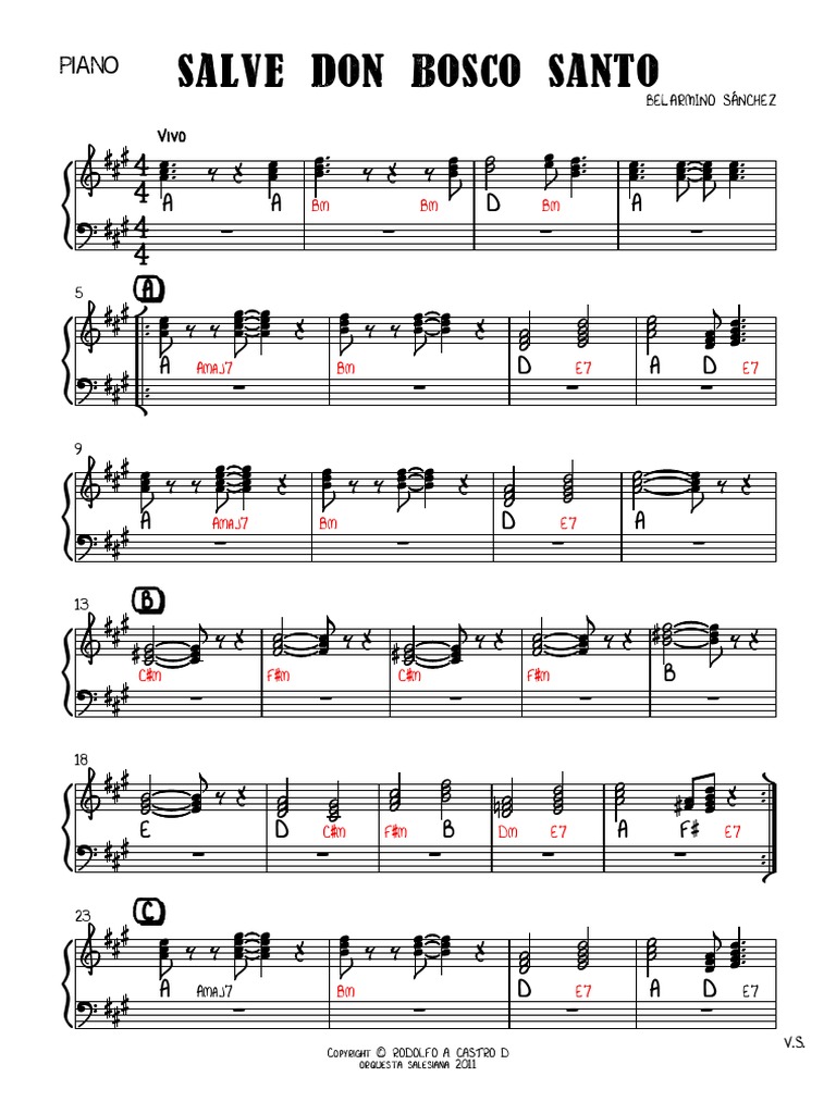 Salve Don Bosco Santo Piano | PDF