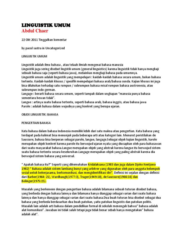 Linguistik Umum Abdul Chaer