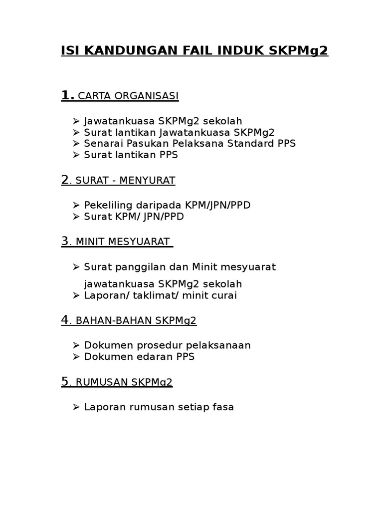 Isi Kandungan Fail Skpmg2 Induk | PDF