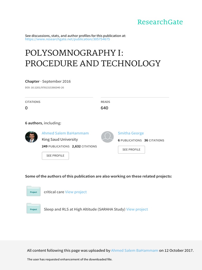 Polysomnography I Procedure and Technology | PDF ...
