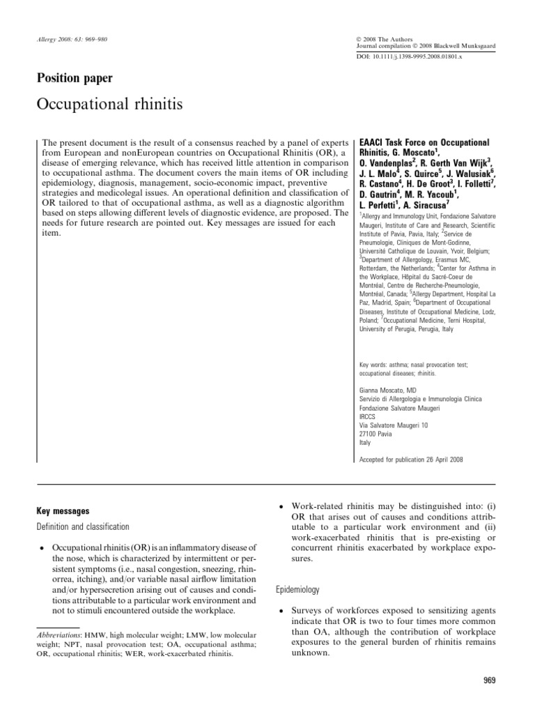 876 - Occupational Rhinitis PP | PDF | Allergy | Allergen