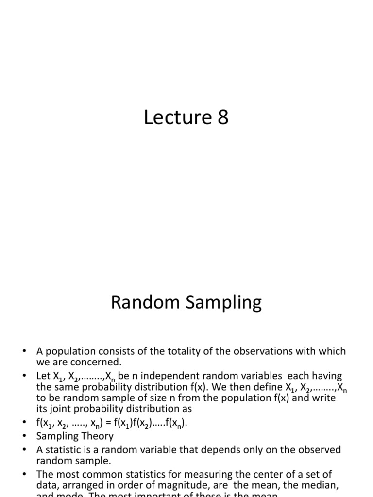 Lecture 8 - Statistics | PDF | Variance | Normal Distribution