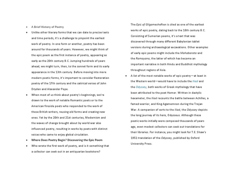 A Brief History of Poetry | PDF | Epic Poetry | Poetry