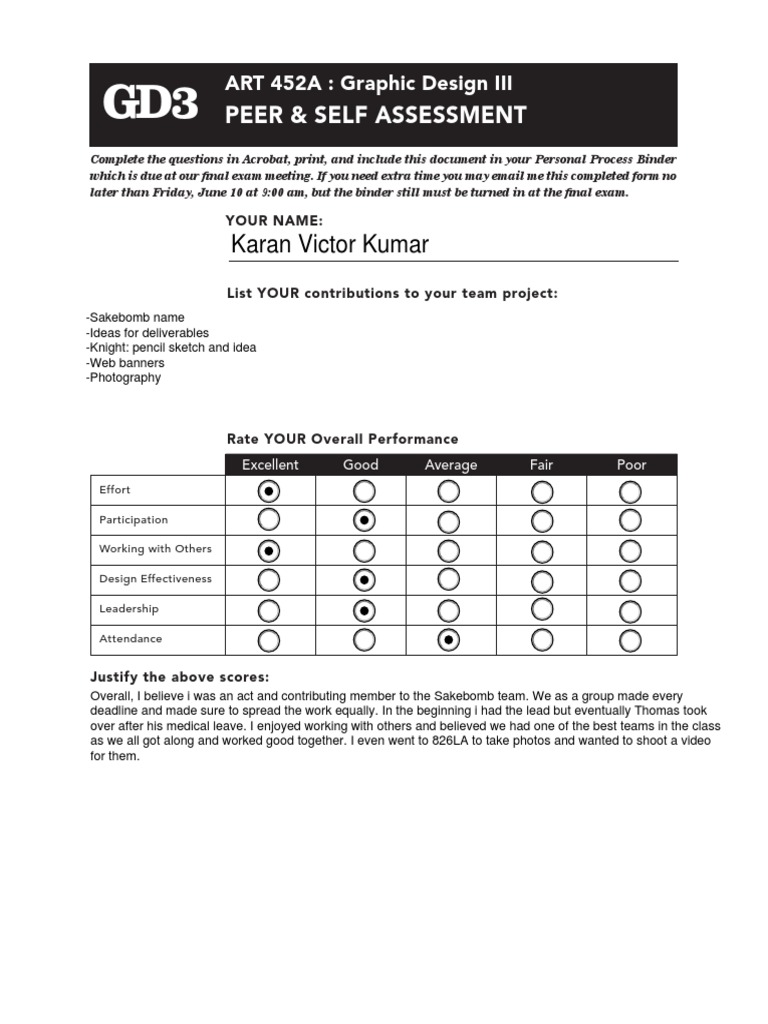 GD 3 Assessment Form | PDF | Leadership