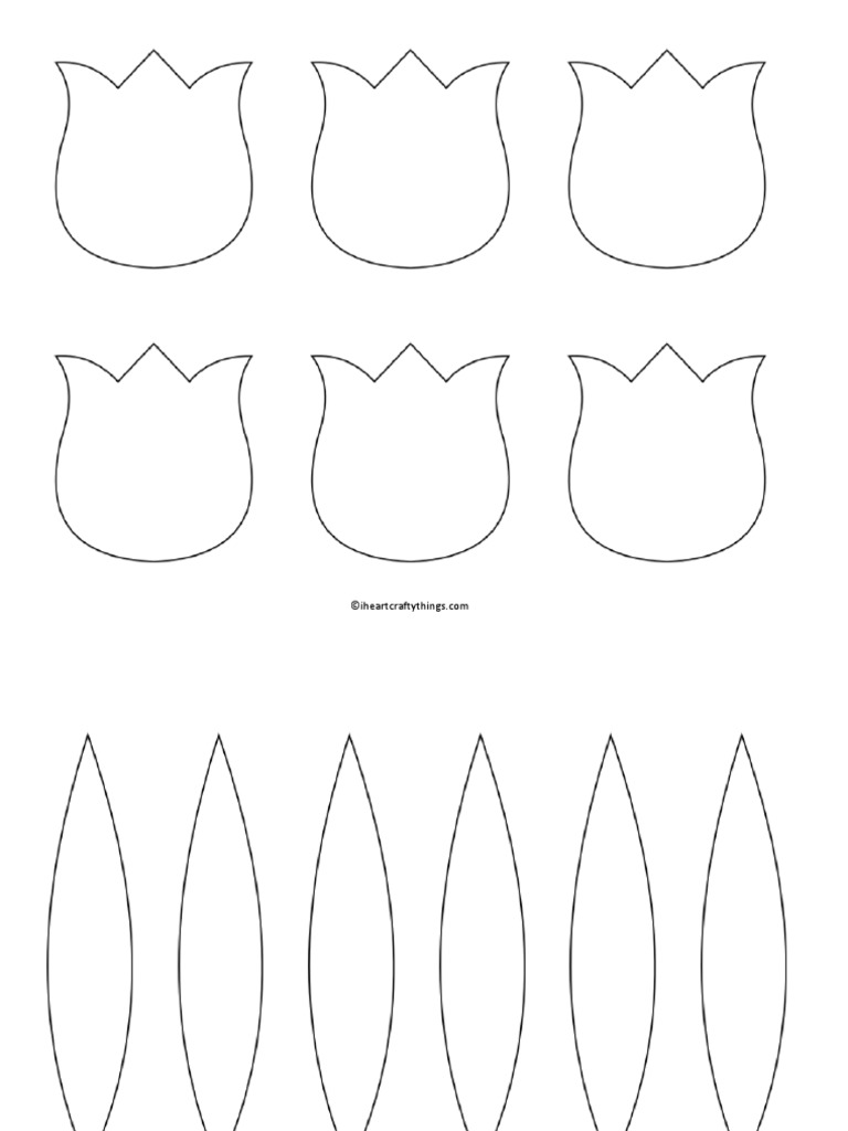 Paper Tulip Flower Craft Template PDF | PDF