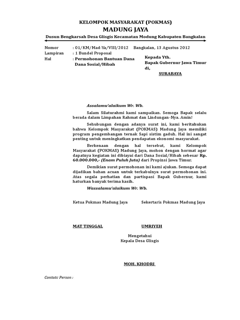 Proposal Pokmas Madung Jaya | PDF