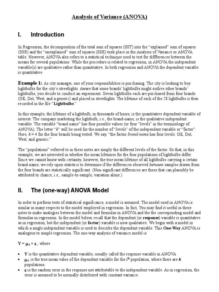 Analysis of Variance - Cell Means Model | PDF | Analysis Of Variance | Regression Analysis