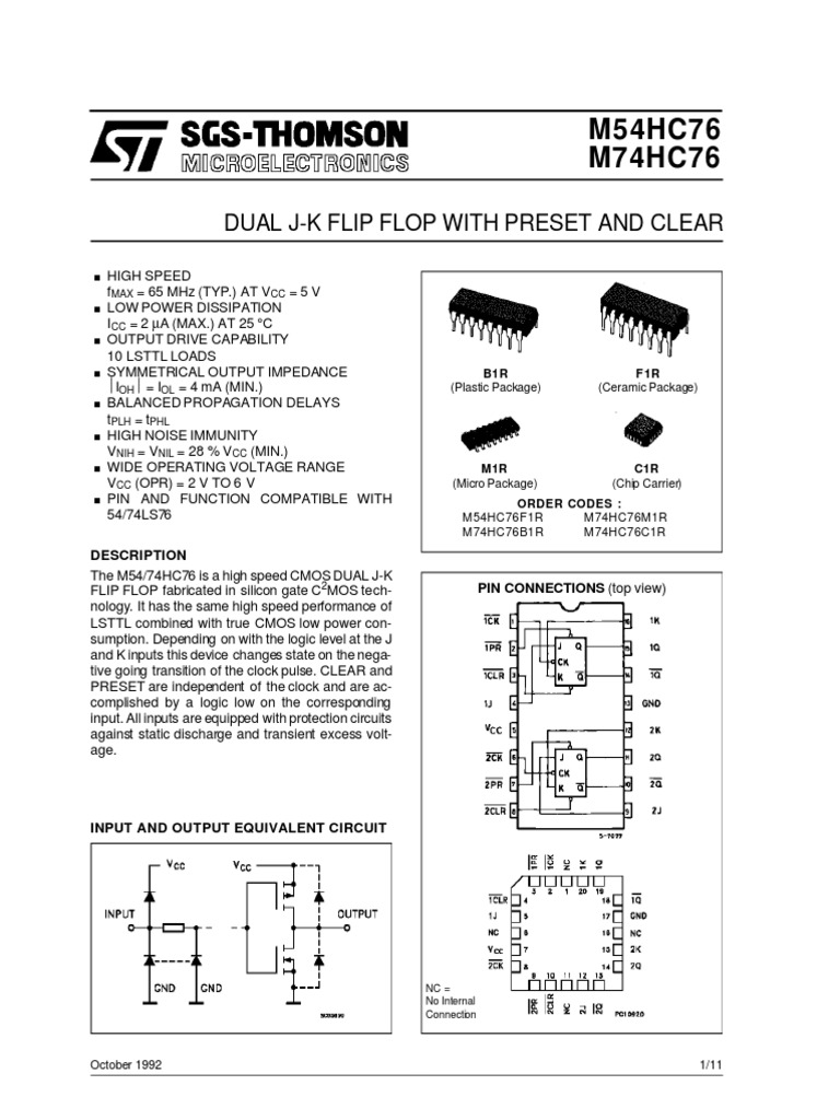 74 HC 76 | PDF | Cmos | Computer Engineering