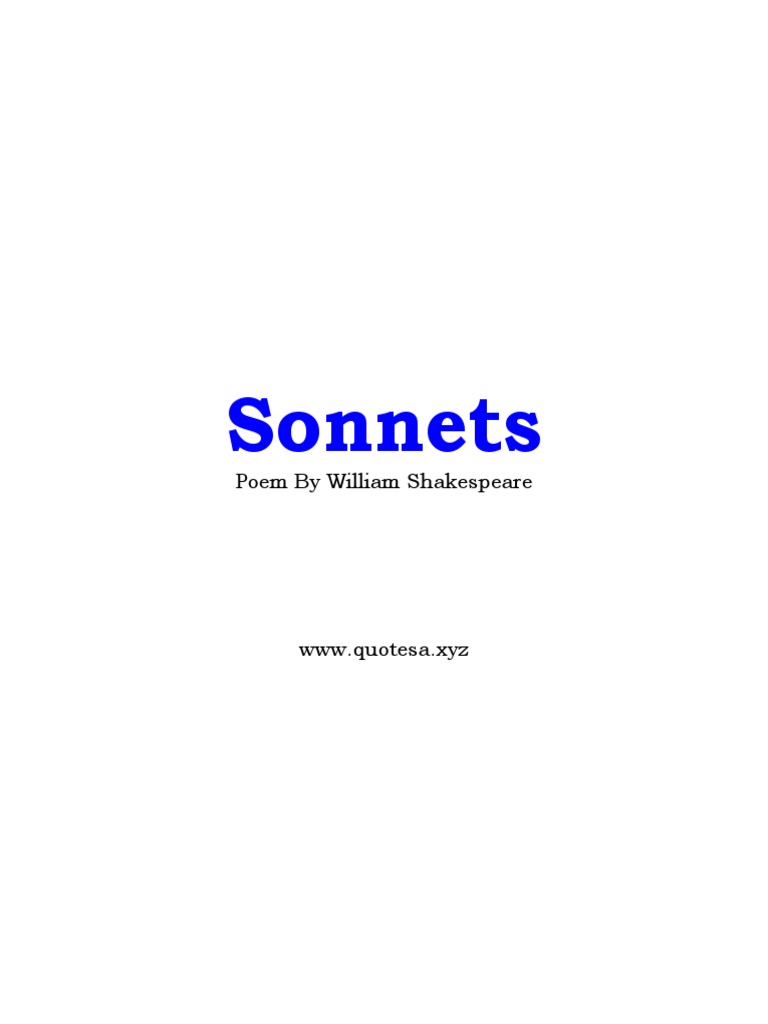 Sonnets - William Shakespeare | PDF | Poems | Stanzaic Form