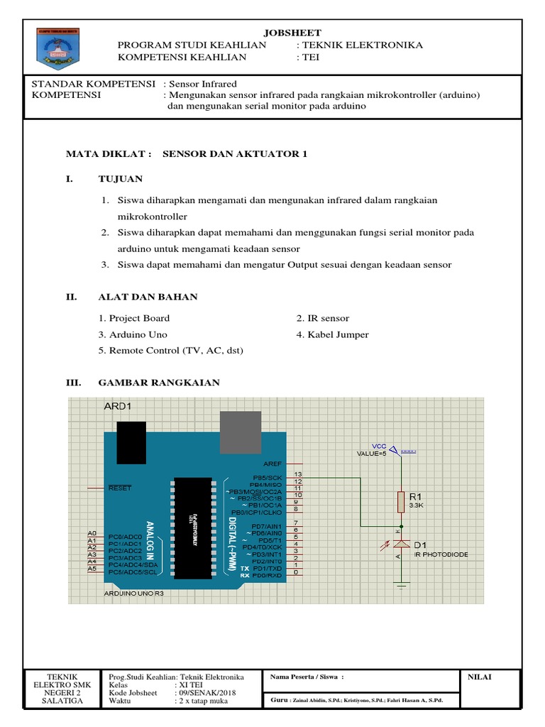 Jobsheet Sensor IR Dan Serial Monitor | PDF | Teknologi & Rekayasa