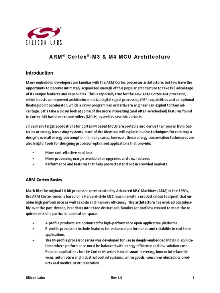 Arm Cortex m3 and m4 Mcu Architecture | PDF | Arm Architecture ...