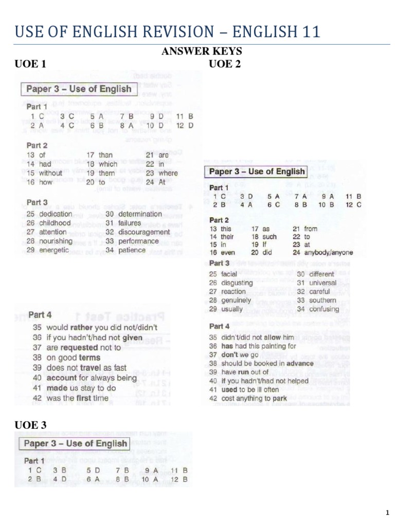 Use of English Revision Key | PDF
