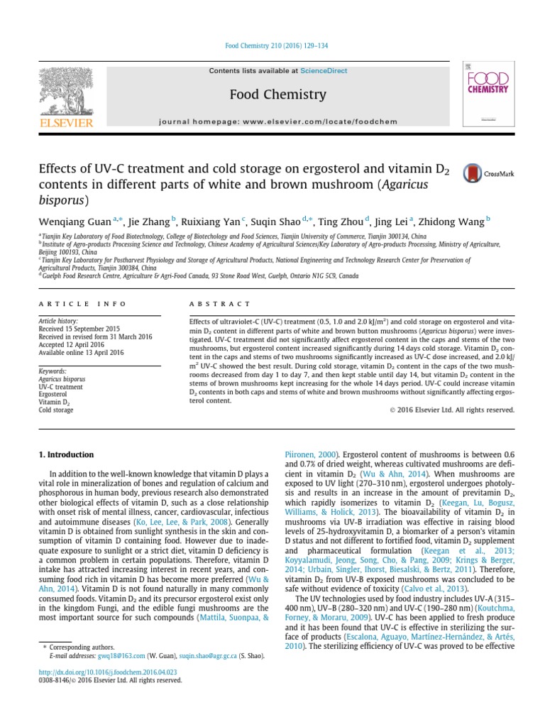 B2 - Effects of UV-C Treatment and Cold Storage On Ergosterol and ...