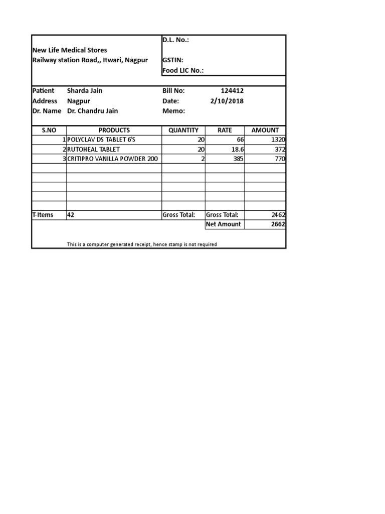 Medical Bill Format | PDF