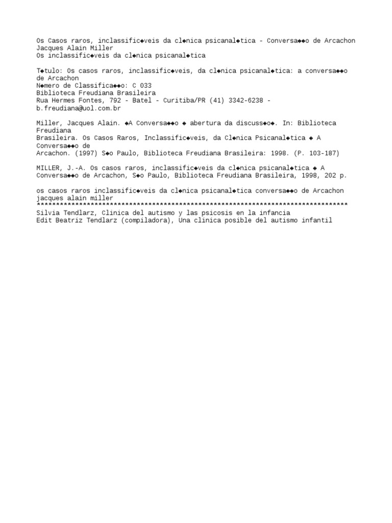 Os Casos Raros, Inclassificáveis Da Clínica Psicanalítica | PDF