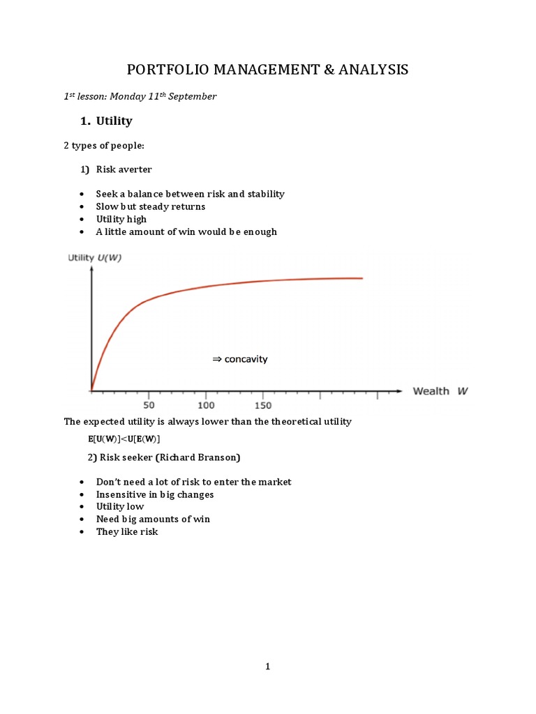 Portfolio Management & Analysis: 1. Utility | PDF | Capital Asset ...