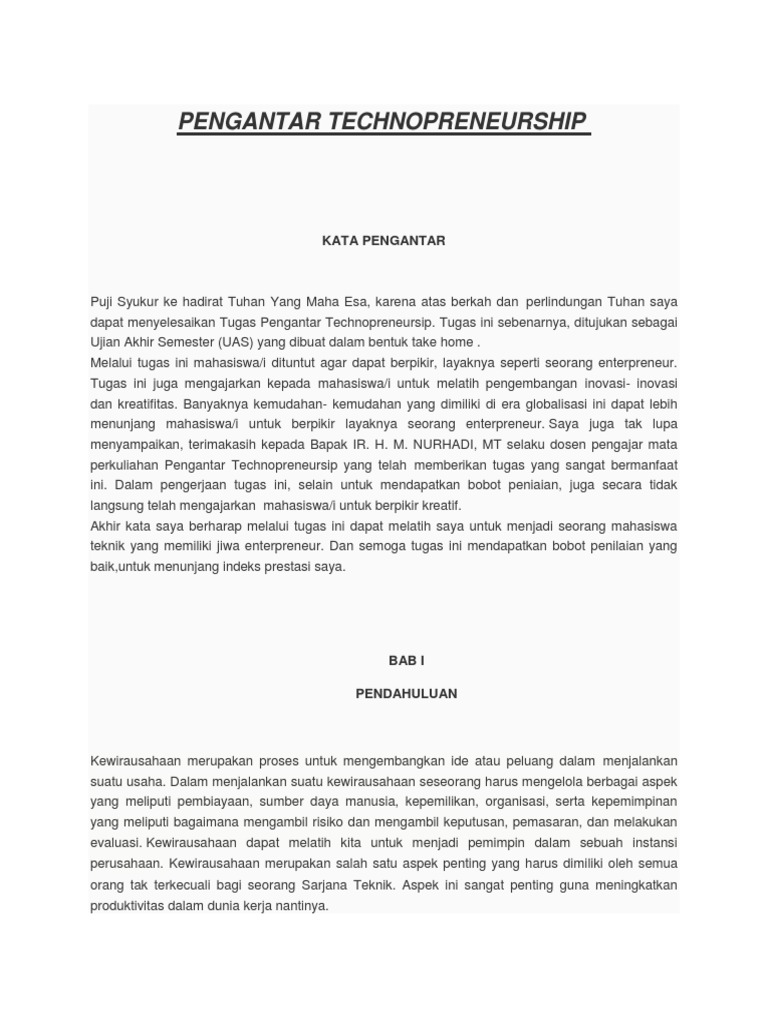 Pengantar Technopreneurship | PDF