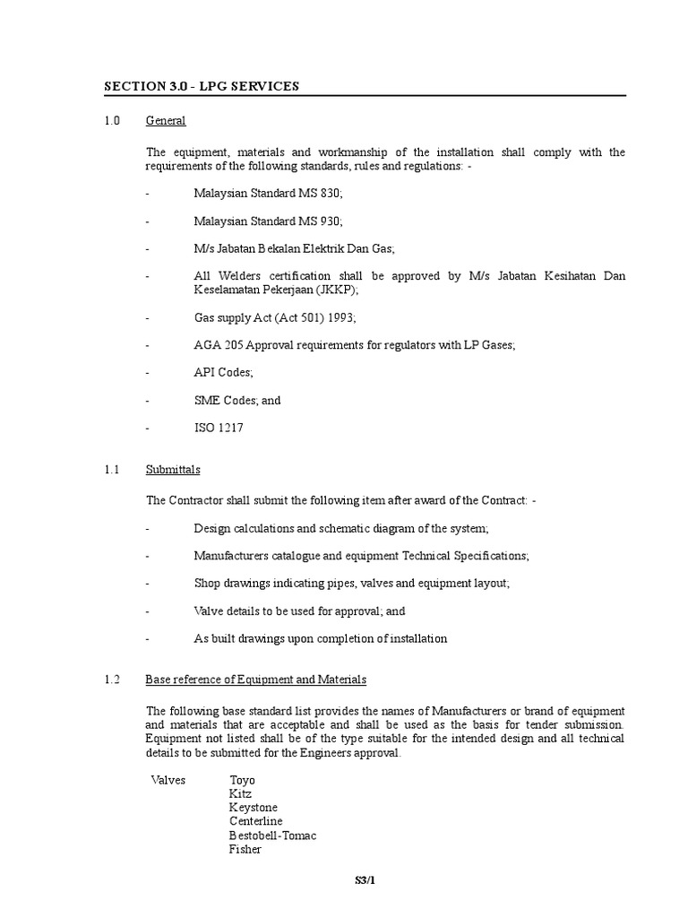 Specification LPG Services | PDF | Pipe (Fluid Conveyance) | Valve