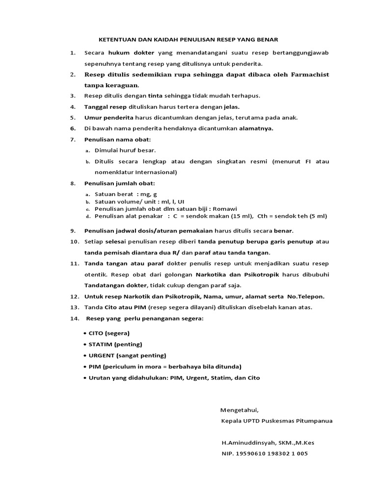 Panduan Penulisan Resep Medis yang Benar | PDF