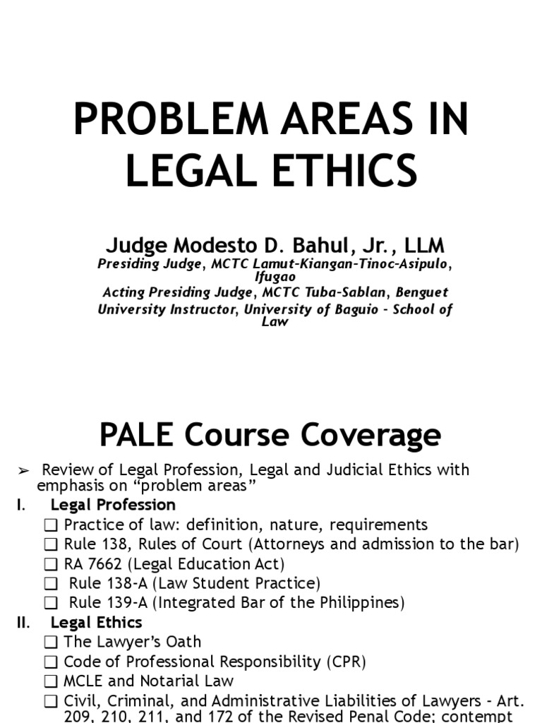 Problem Areas in Legal Ethics | PDF | Lawyer | Judiciaries