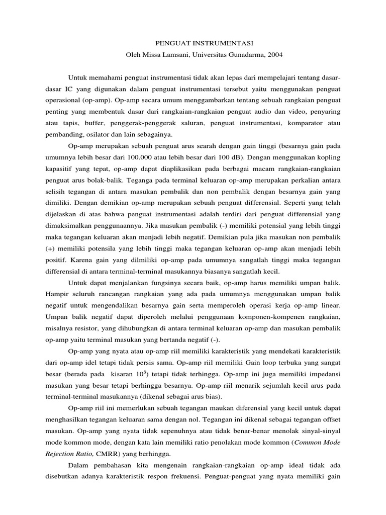Penguat Instrumentasi dan Op-Amp | PDF | Komputer