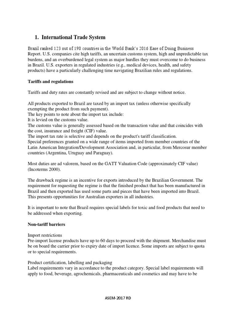 International Trade System: Tariffs and Regulations | PDF | Tariff | Economic Inequality