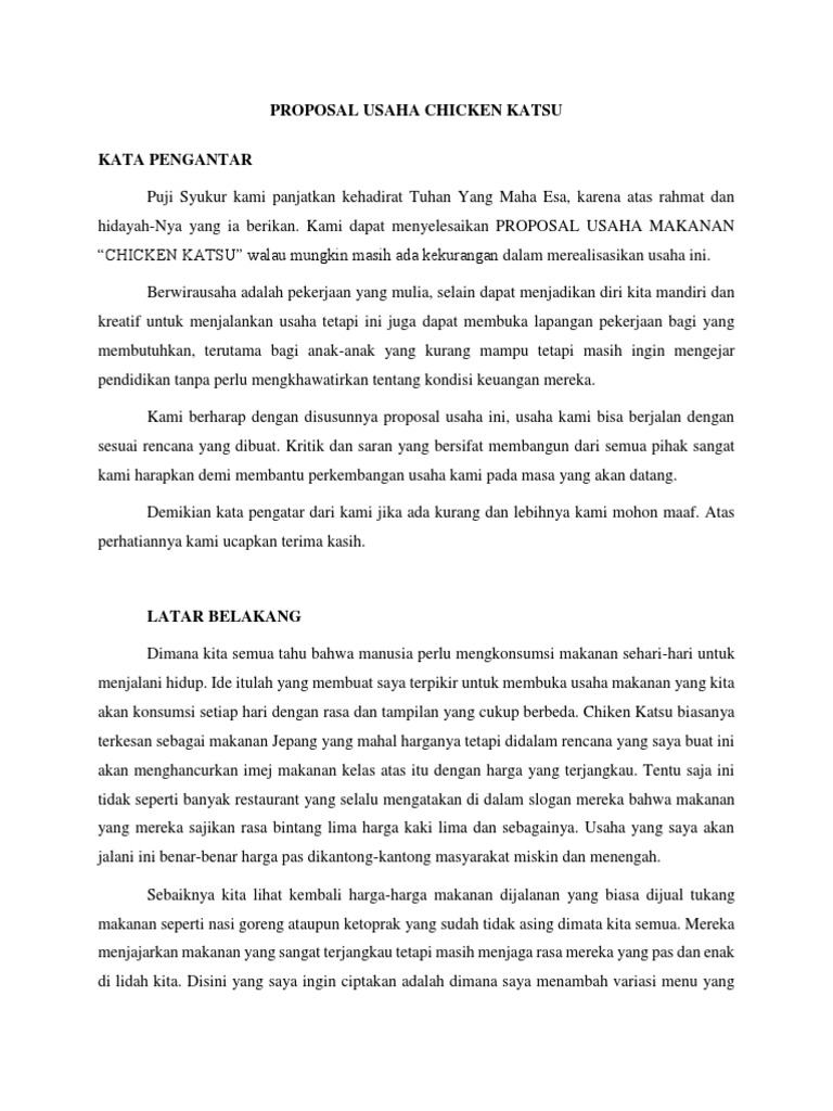 Proposal Usaha Chicken Katsu | PDF