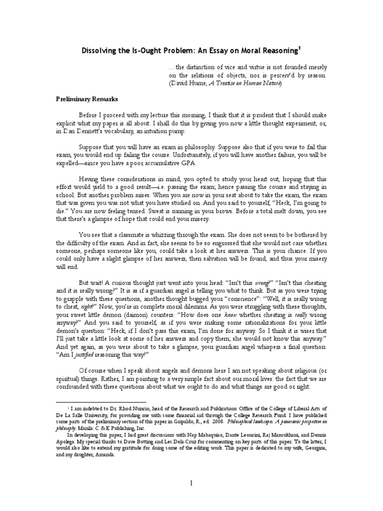 Dissolving The Is-Ought Problem: An Essay On Moral Reasoning | PDF ...