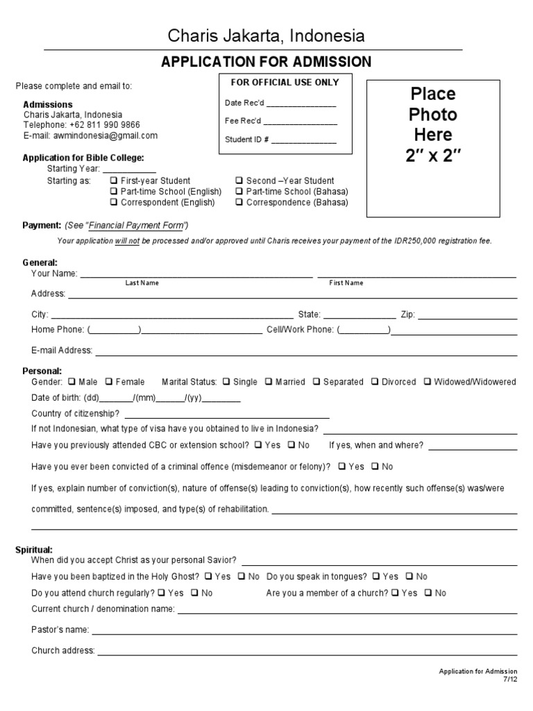 Application For Admission | PDF | Christian Denomination | Religion And ...