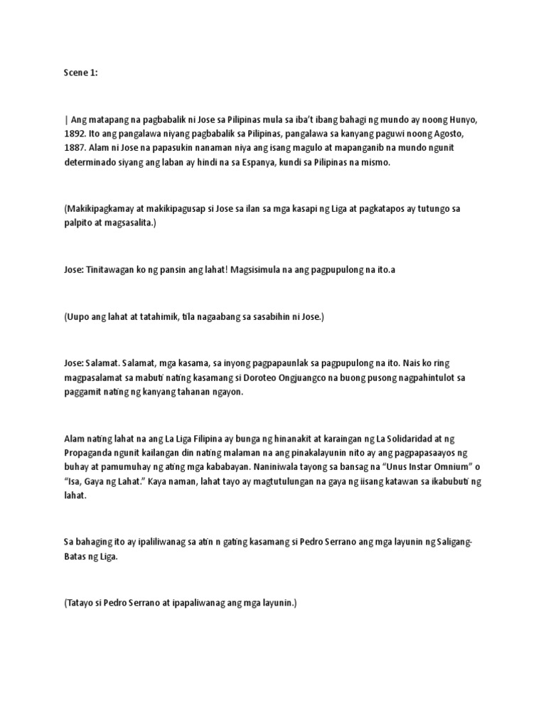 Rizal Script - Pagbabalik Sa Pilipinas | PDF