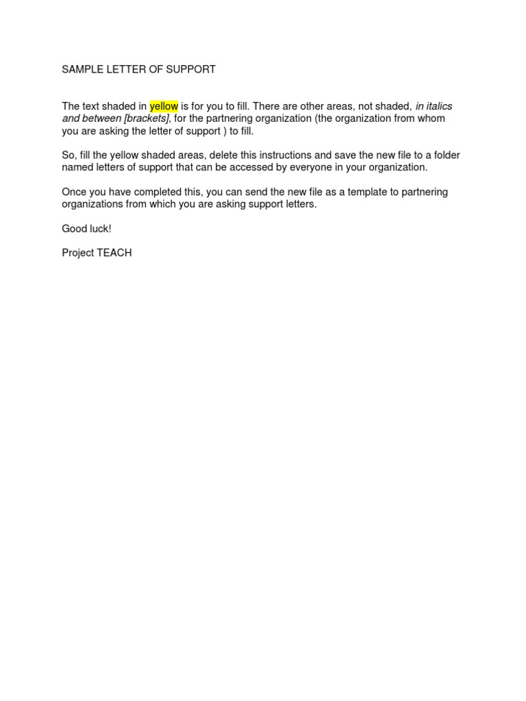 Letter of Support Template - 0 PDF | PDF | Wellness | Medical