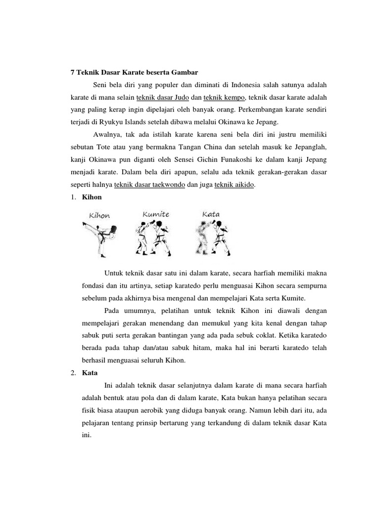 7 Teknik Dasar Karate Beserta Gambar | PDF