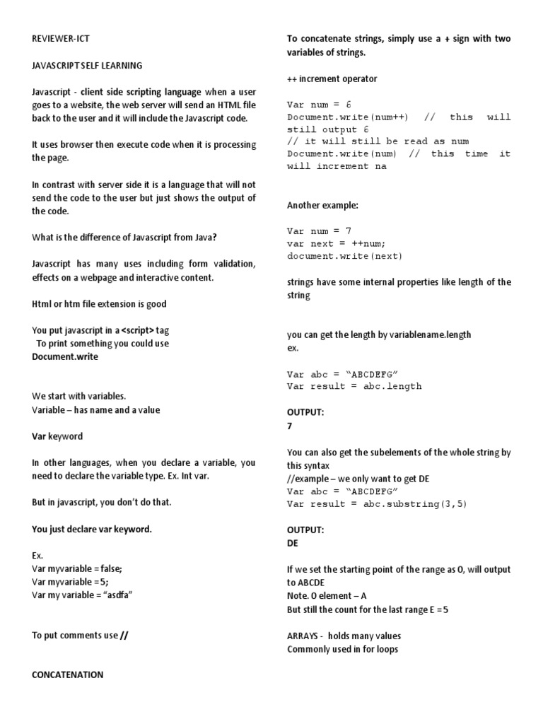 To Concatenate Strings, Simply Use A + Sign With Two Variables of Strings | PDF | Java Script | Html