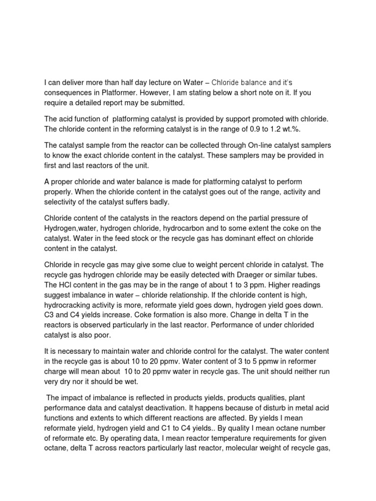 The Acid Function of Platforming Catalyst Is Provided by Support ...