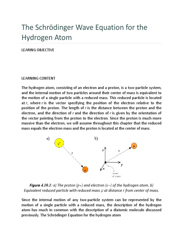 The Schrödinger Wave Equation for the Hydrogen Atom | Schrödinger Equation | Atomic Orbital