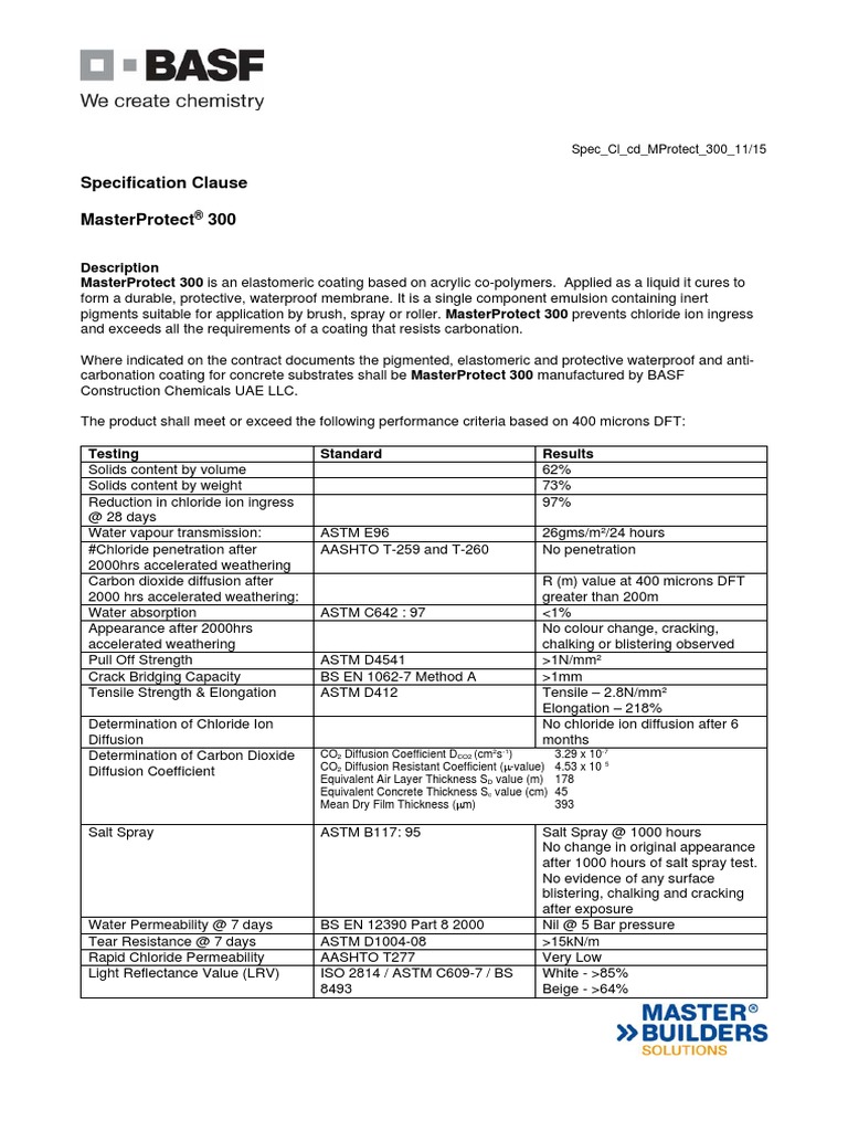 Basf Masterprotect 300 Spec | Carbon Dioxide | Concrete