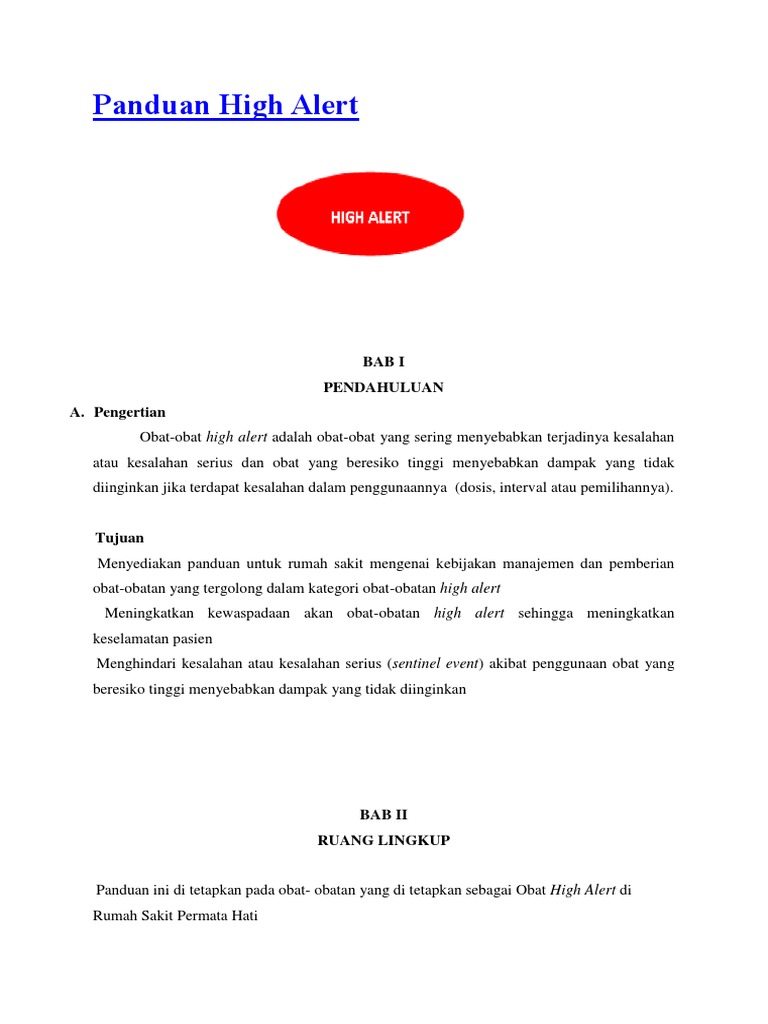 Panduan High Alert | PDF