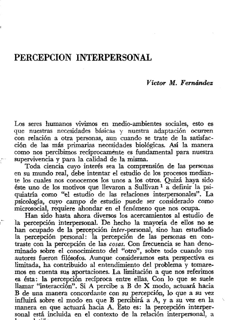 Percepcion Interpersonal | PDF | Percepción | Prejuicios