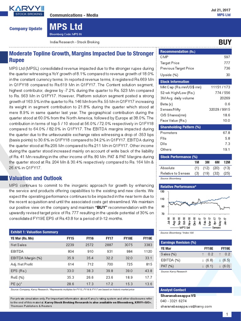 Mps LTD: Moderate Topline Growth, Margins Impacted Due To Stronger ...