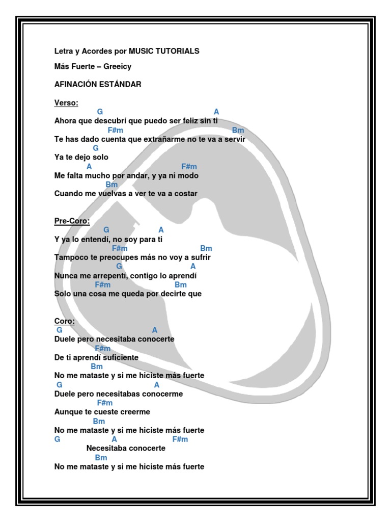 Letra y Acordes de "Más Fuerte" - Greeicy | PDF | Ocio ...