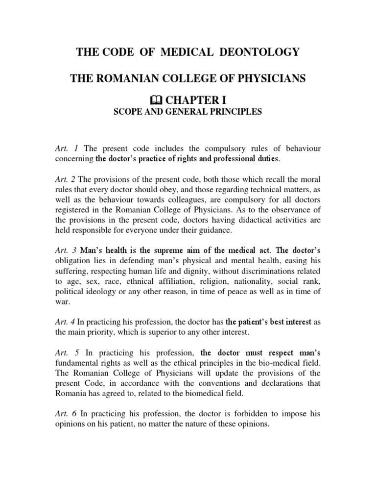 10 Romania Code of Medical Ethics 2012 | PDF | Physician | Informed Consent