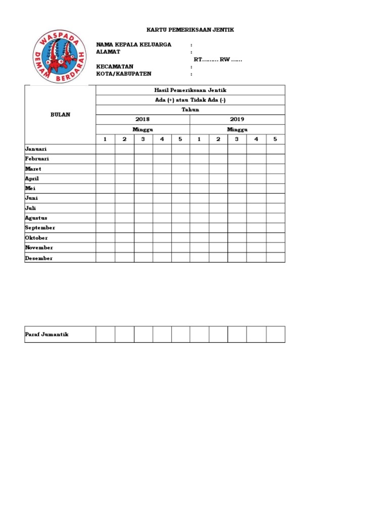 Kartu Pemeriksaan Jentik | PDF