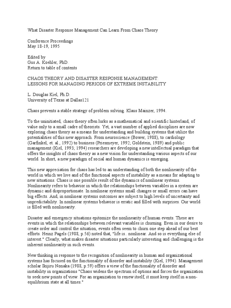 Chaos Theory and Disaster Response Management | PDF | Chaos Theory ...