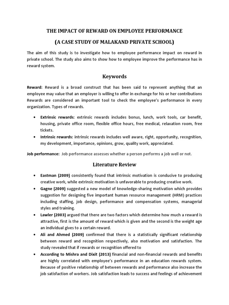 The Impact of Reward On Employee Performance | PDF | Job Satisfaction ...