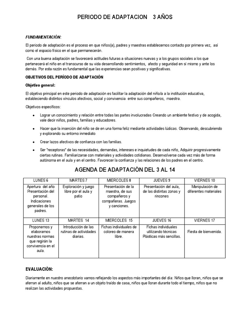 Periodo de Adaptacion - 3 Años | Adultos | Ciencia cognitiva Periodo de Adaptacion - 3 Años | Adultos | Ciencia cognitiva